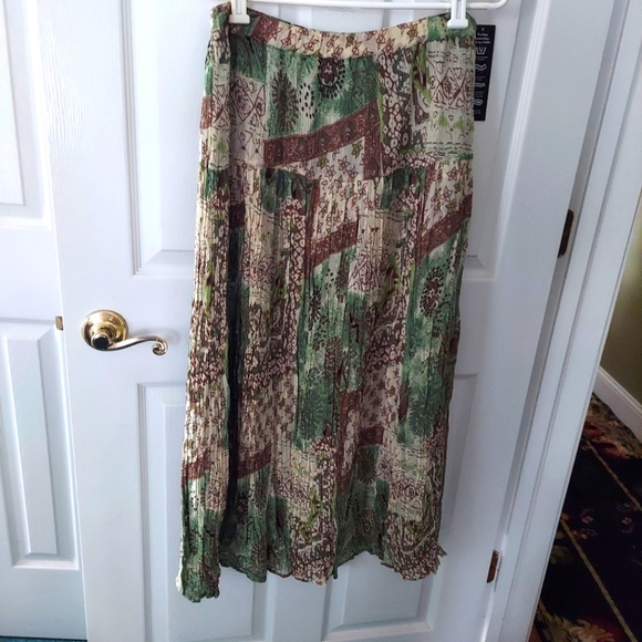 JM Collection | Skirts | Patchwork Long Crinkle Skirt | Poshmark